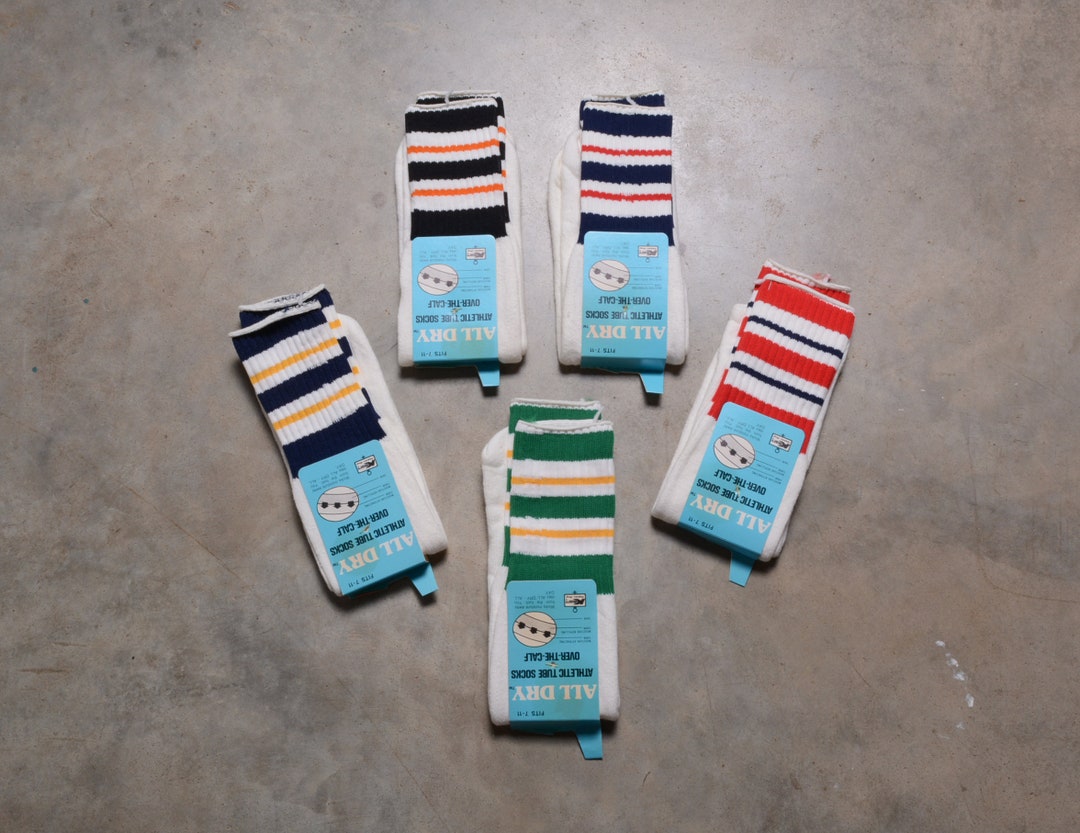 Vintage 70s Tube Socks Multi Color Stripe 1970 Athletic Sport Gym ...