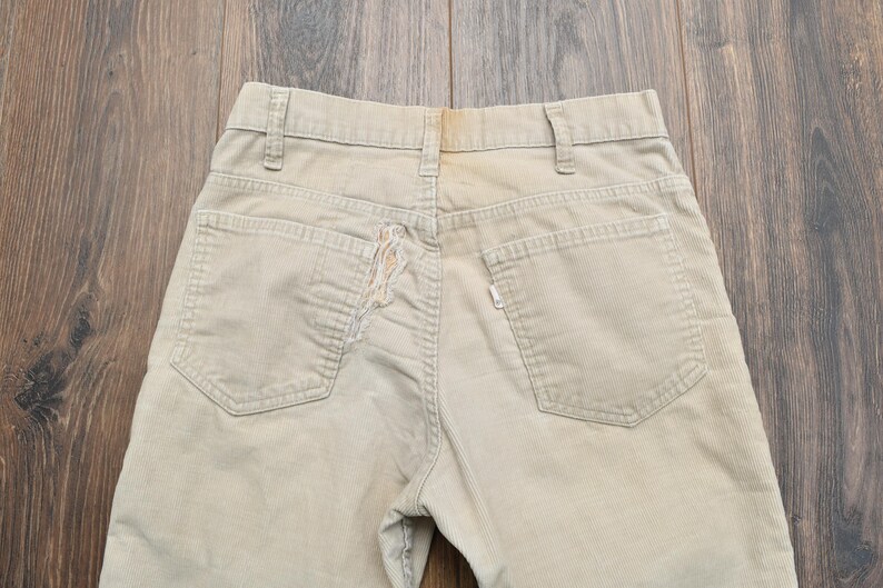 Vintage 70s Levis 519 Beige Corduroy Pants Straight Leg Talon 42 Zipper ...