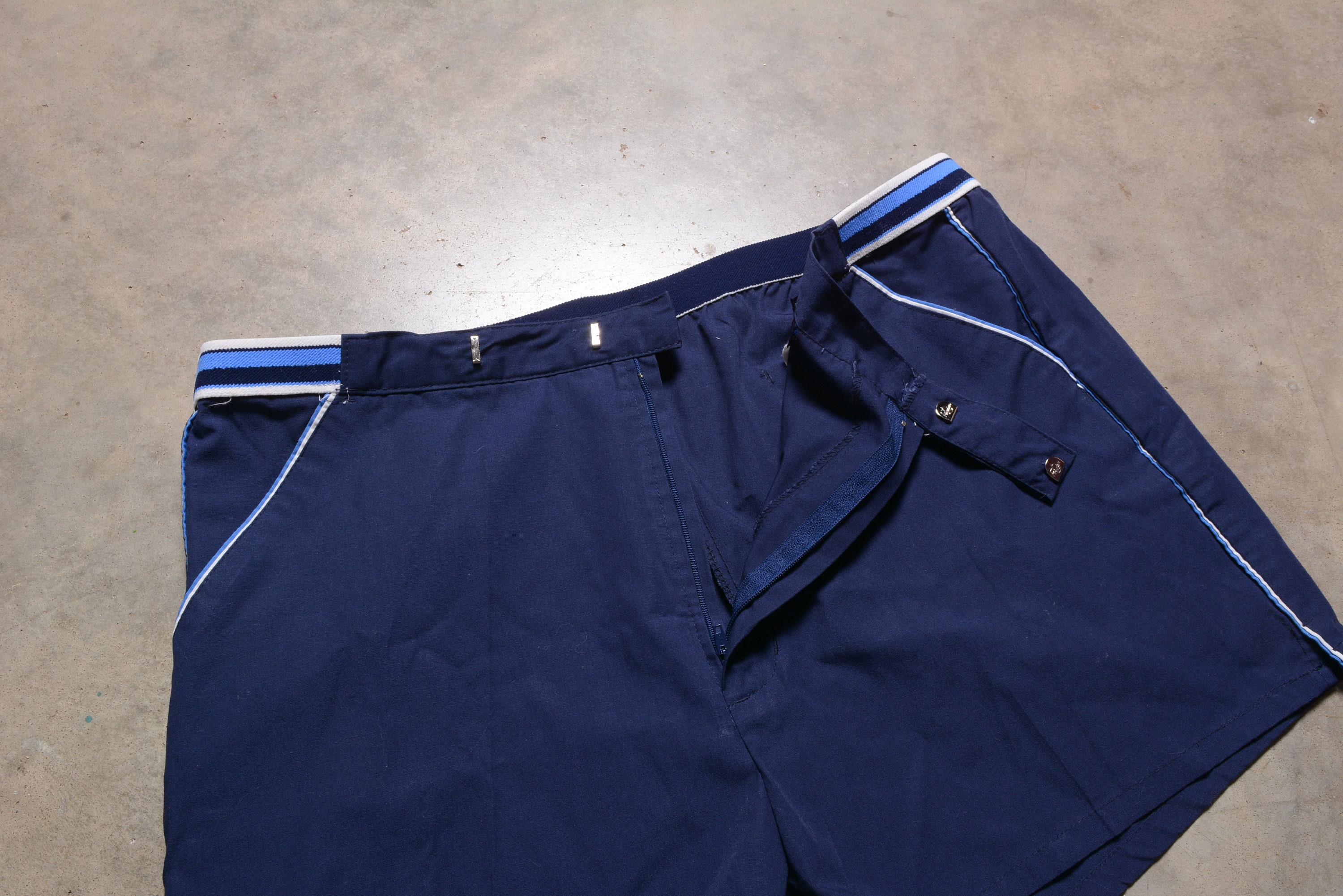 Vintage 70s 80s Royal Knight Trunks Blue White Stripe Waistband Tennis ...
