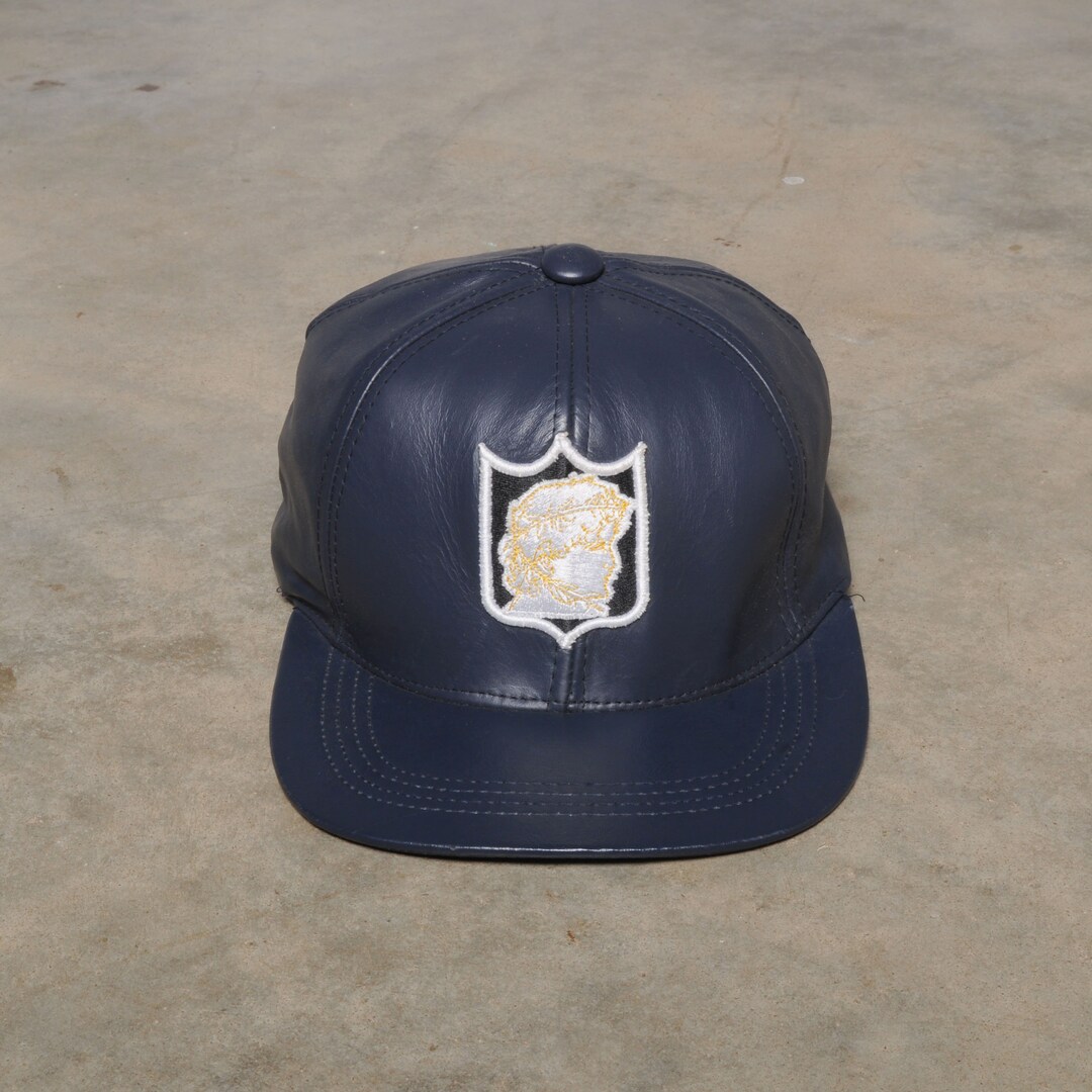 Vintage 90s Leather Cap Strapback Baseball Hat Men Women Unisex Blue ...