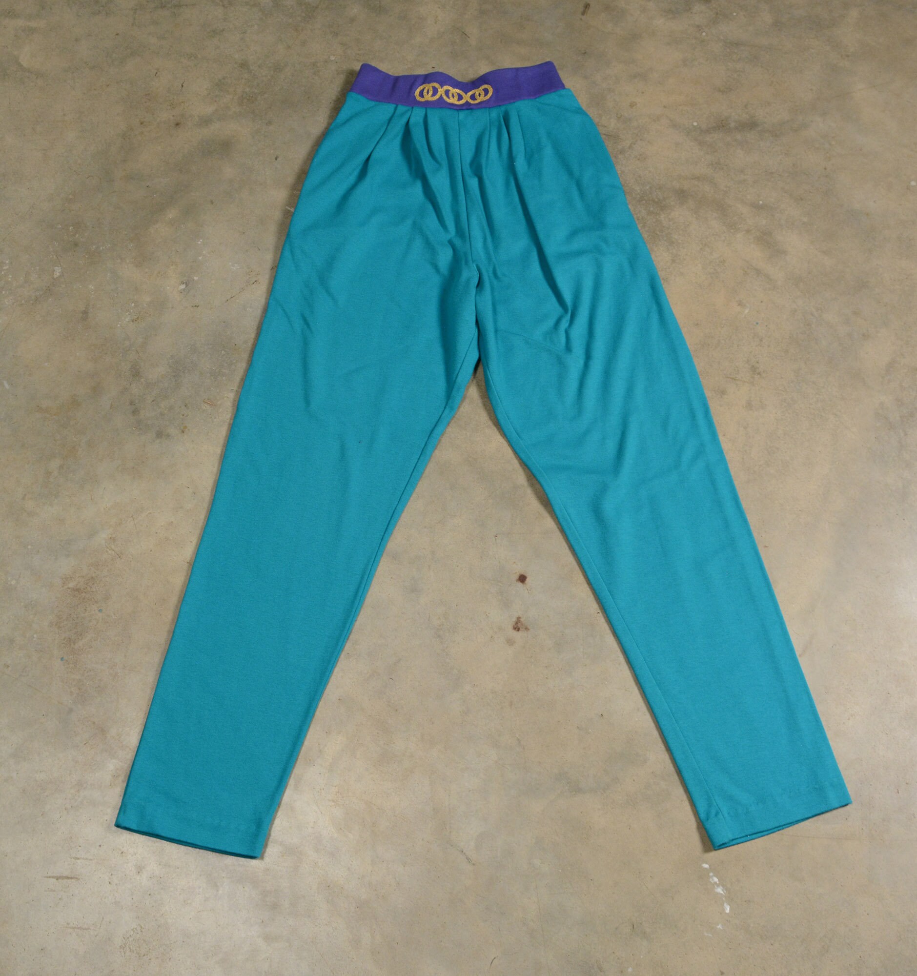 Vintage 80s sweatpants purple teal green blue high waist taper | Etsy