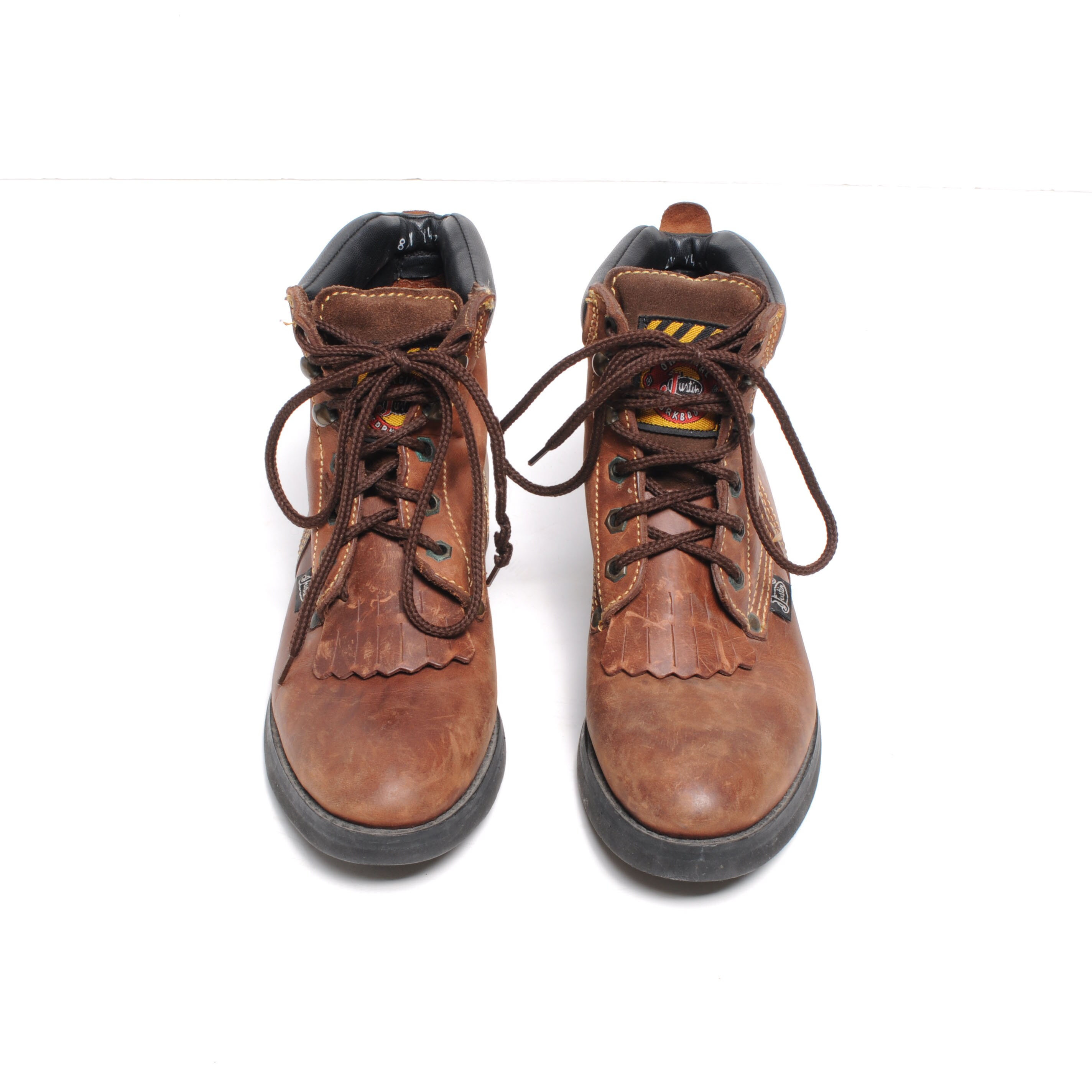 Vintage Justin Roper Boots Brown Leather Western Cowboy Packer ...