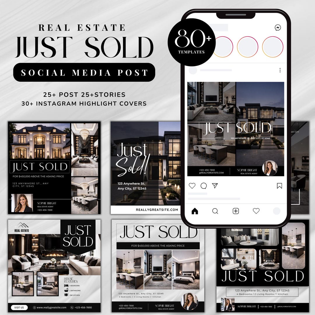 80+ Realtor Just Sold Templates | Real Estate Social Media Canva Post ...