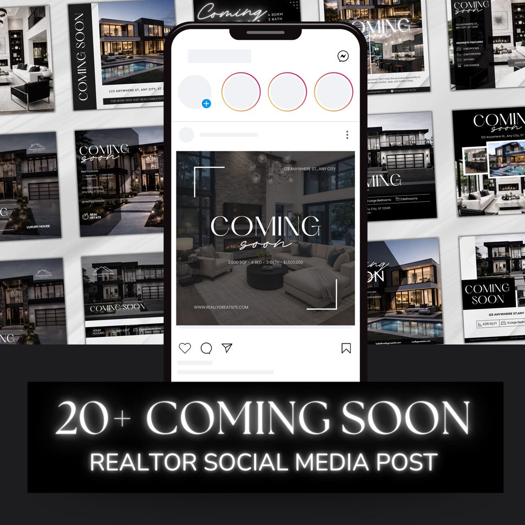 20 Coming Soon Real Estate Social Media Post Templates for Realtors ...