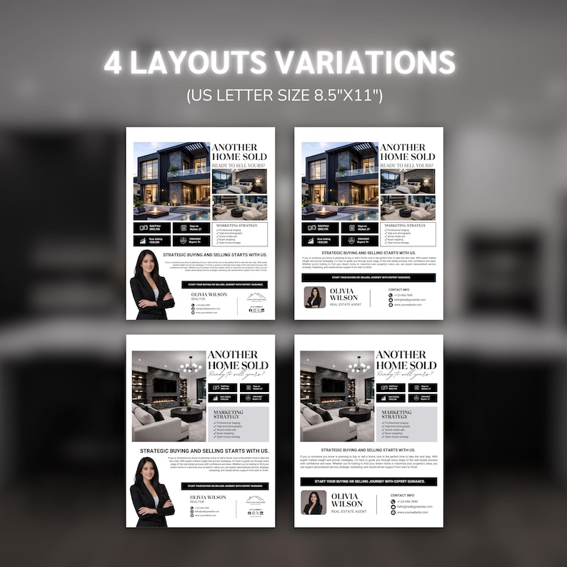 Real Estate Sold Flyer Canva Template, Modern Realtor Marketing Poster ...