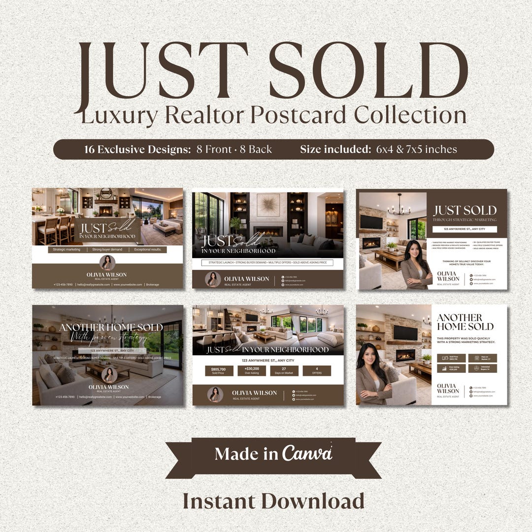 Luxury Just Sold Real Estate Postcard Template Canva | Realtor ...
