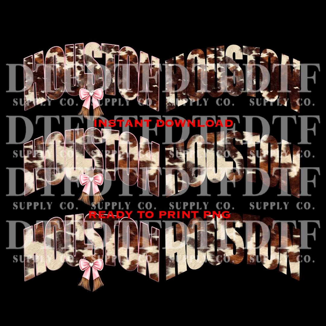 Houston Cow Print Bow 6 Designs Png **DIGITAL DOWNLOAD** - Etsy