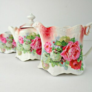 Shabby Chic Tea Set, Teapot, Creamer and Sugar Bowl - Etsy