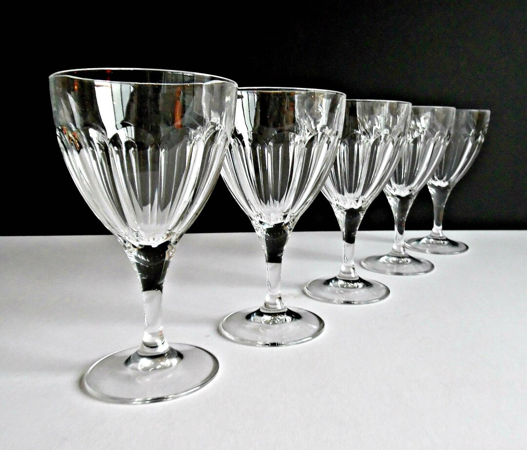 Vintage Crystal Panel Goblets Set of 5, Crystal Wine Glasses - Etsy