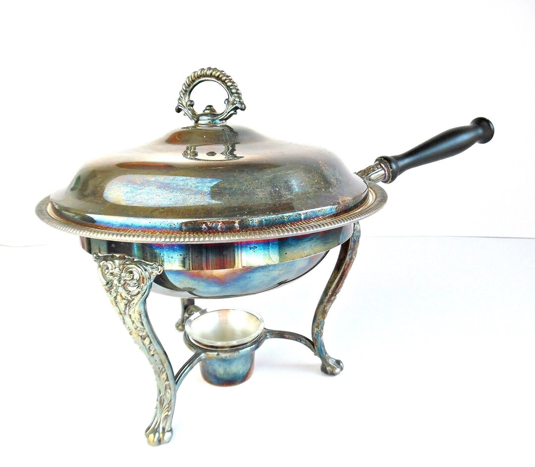 Vintage Silver Plated Chafing Dish With Stand and Candle - Etsy