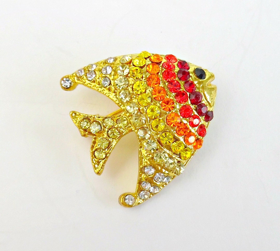 Vintage Sparkly Rainbow Fish Lapel Pin - Etsy