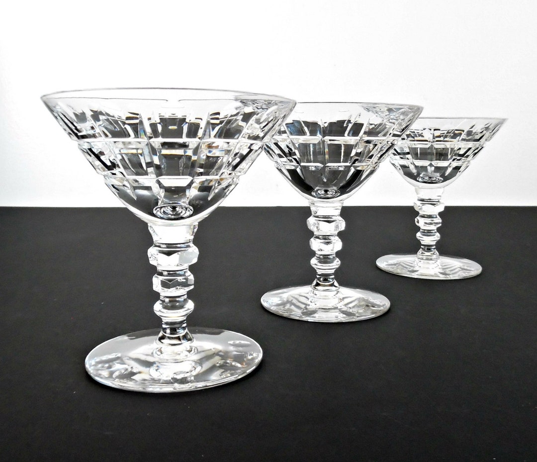 Vintage Tiffin Franciscan Crystal Martini Glasses Set Of 3 Vintage Crystal Stemware Etsy