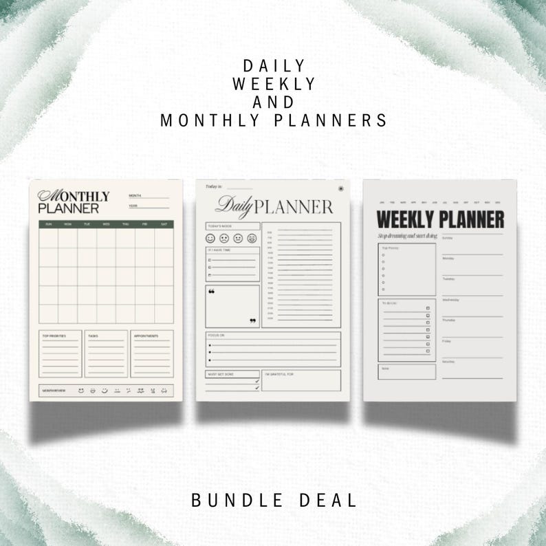 Printable Planner Bundle | Printable Daily, Weekly & Monthly Planner ...