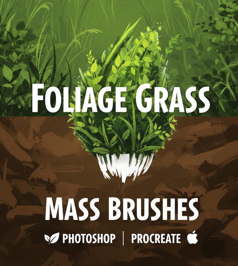 Grass & Moss Photoshop Brushes Mega Bundle | Realistic Texture, Foliage ...