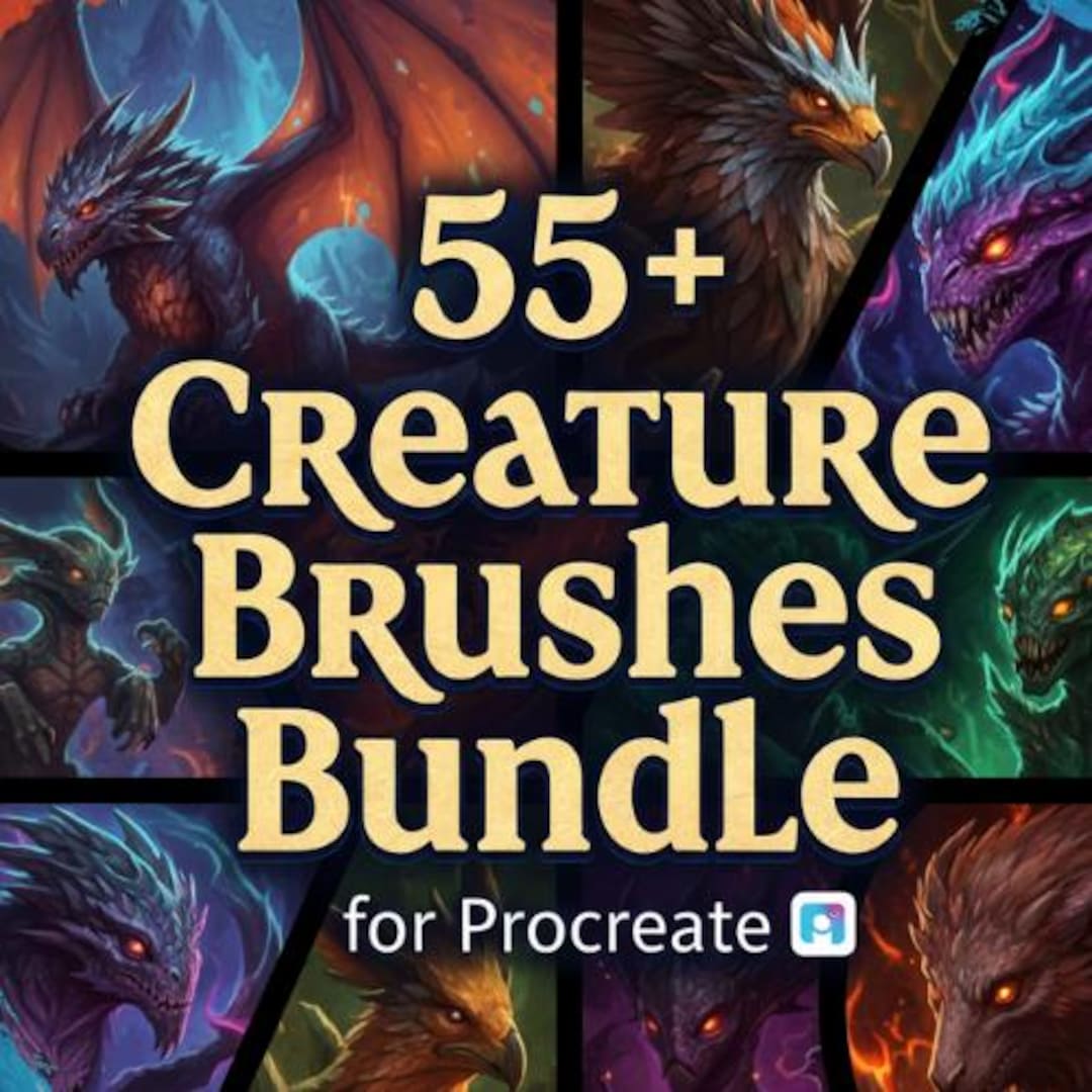 55+ Fantasy Creature Stamp Brushes for Procreate | Monster, Dragon ...