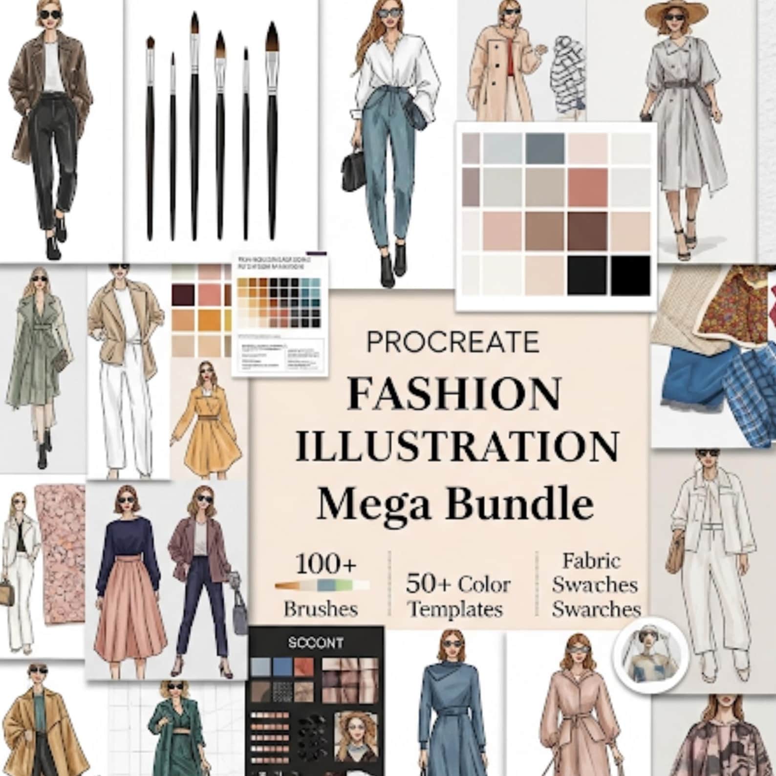 Procreate Fashion Illustration Brushes Mega Bundle: Designer Stamps - Etsy