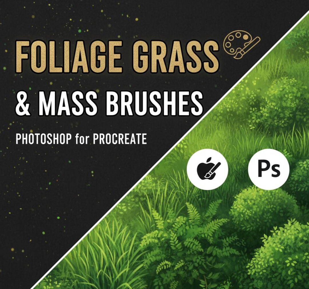 Grass & Moss Photoshop Brushes Mega Bundle | Realistic Texture, Foliage ...