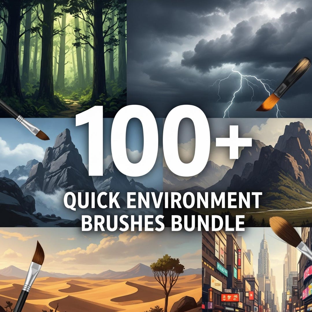 100+quick Environment Brushes Mega Bundle for Procreate | Landscape ...