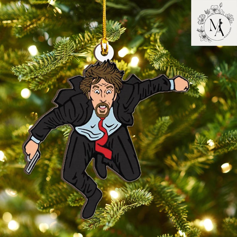 Hans Gruber Falling off Nakatomi Plaza Ornament, Christmas Tree Decor ...