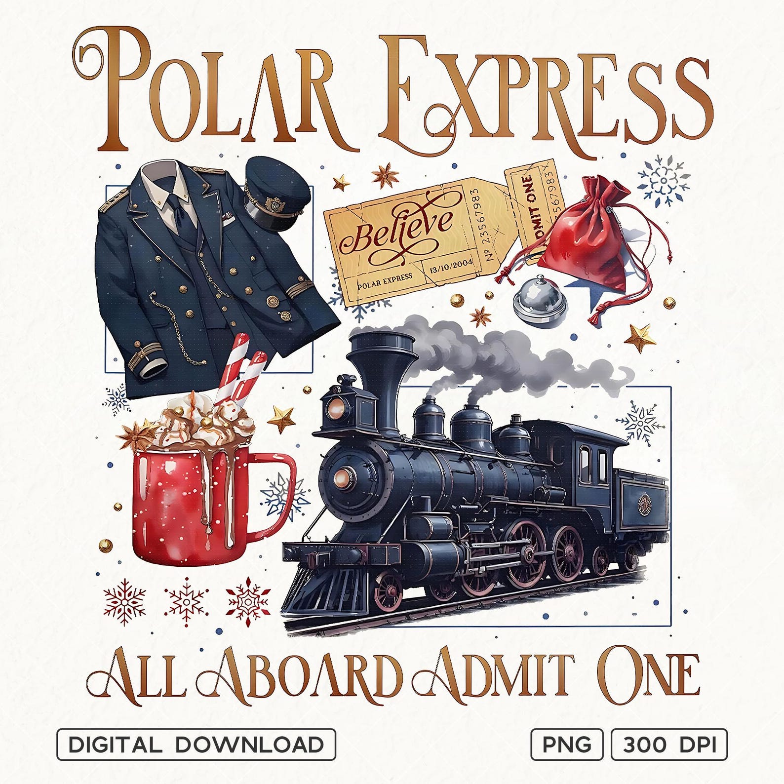Polar Express Christmas PNG, Retro It's the Most Wonderful Time of the ...