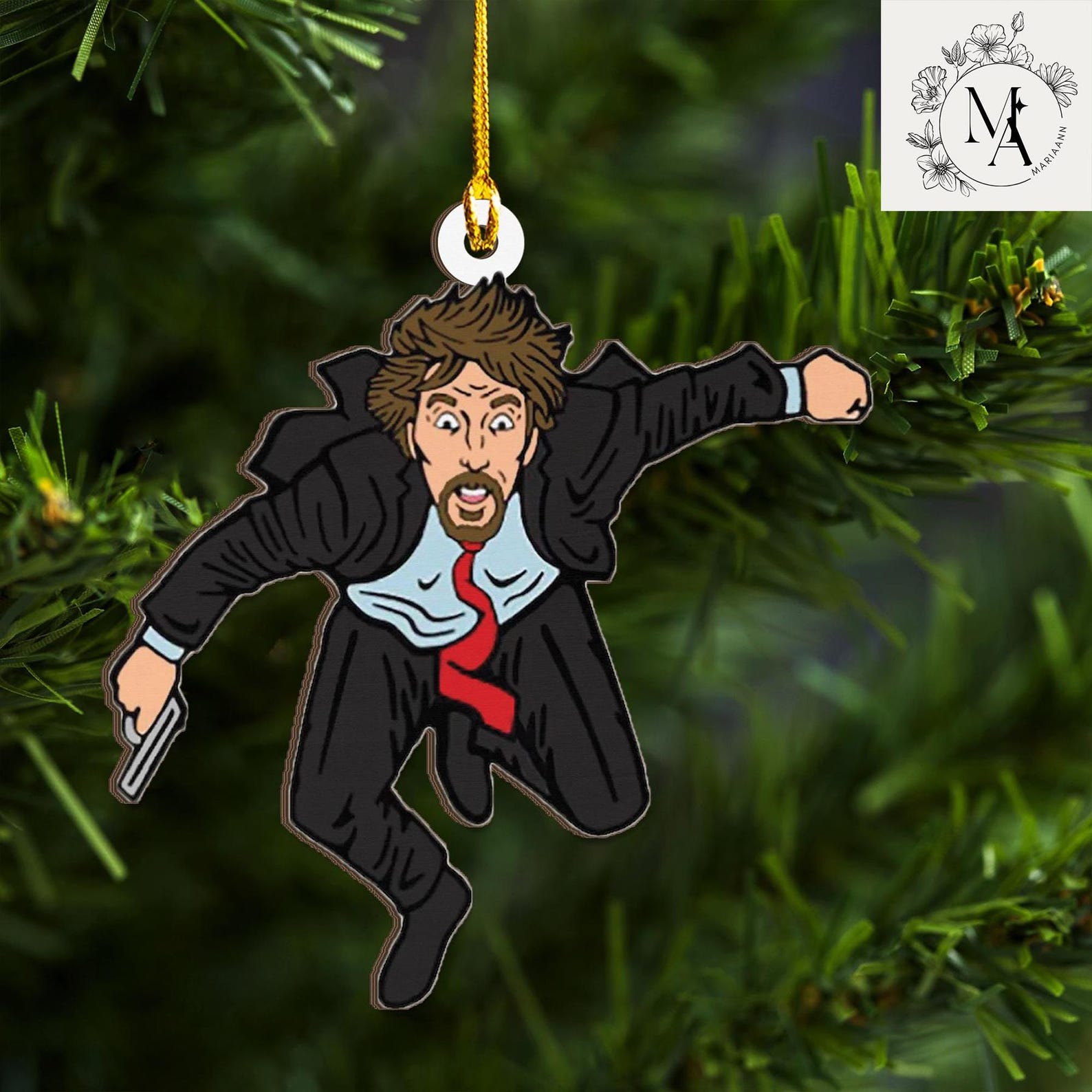 Hans Gruber Falling off Nakatomi Plaza Ornament, Christmas Tree Decor ...