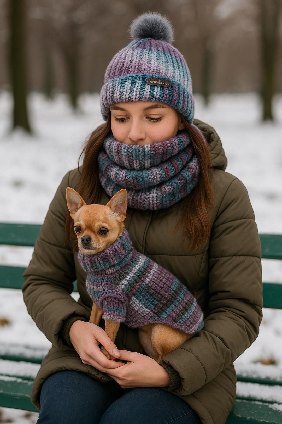 Dog and Owner Matching Set – Dog Outfit With Hat and Scarf for Dog Mom ...