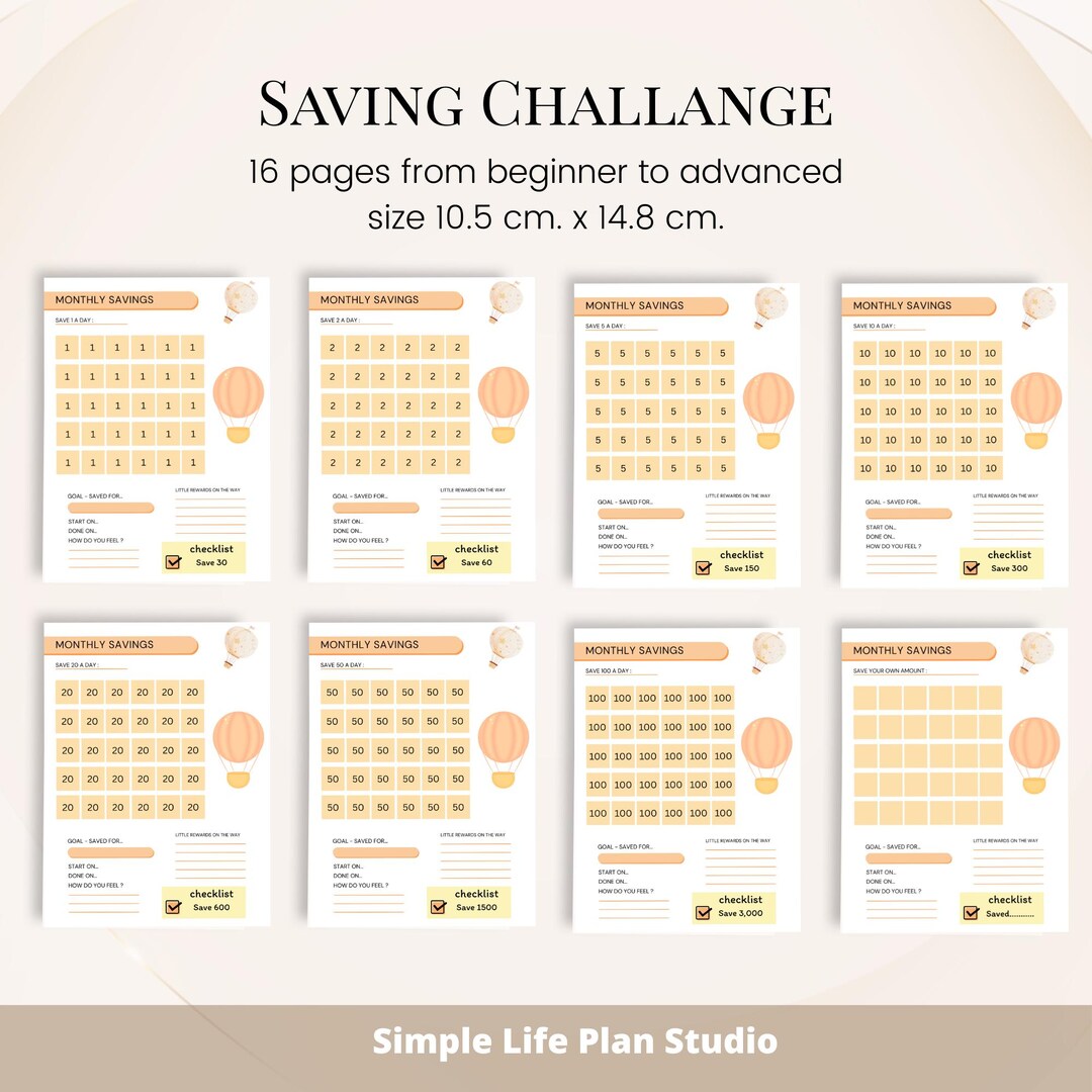 Balloon Savings Challenge: Printable Budget Planner, A6 Tracker (PDF ...