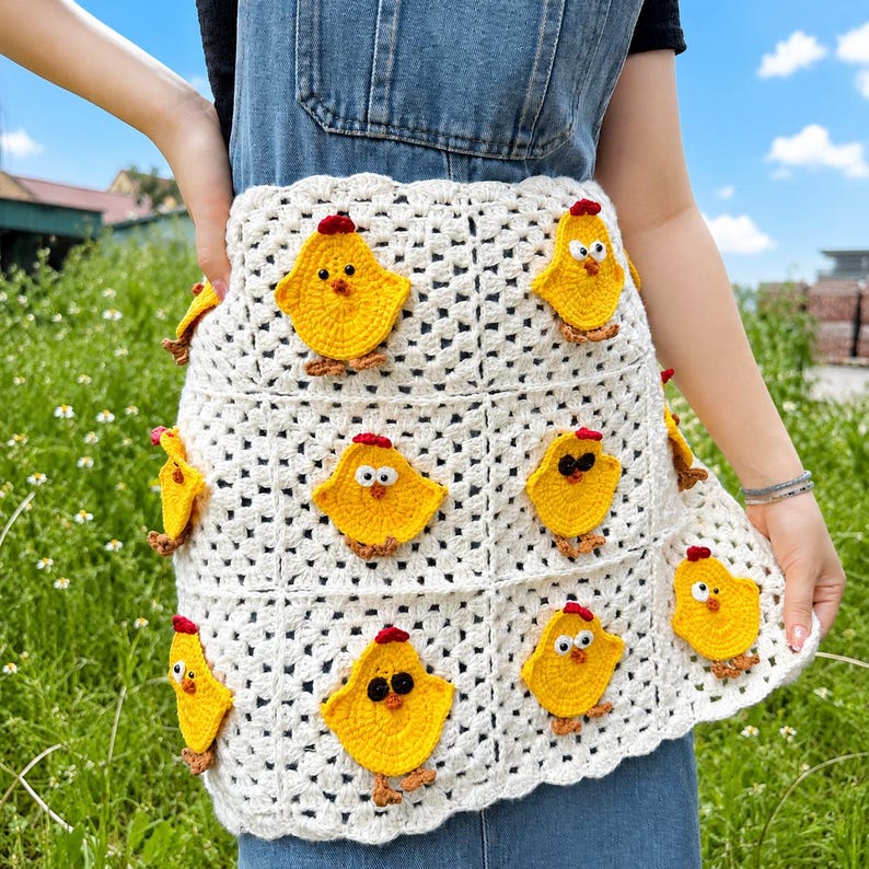 Crochet Egg Gathering Apron, Egg Collecting Apron, Handmade Egg Holder ...