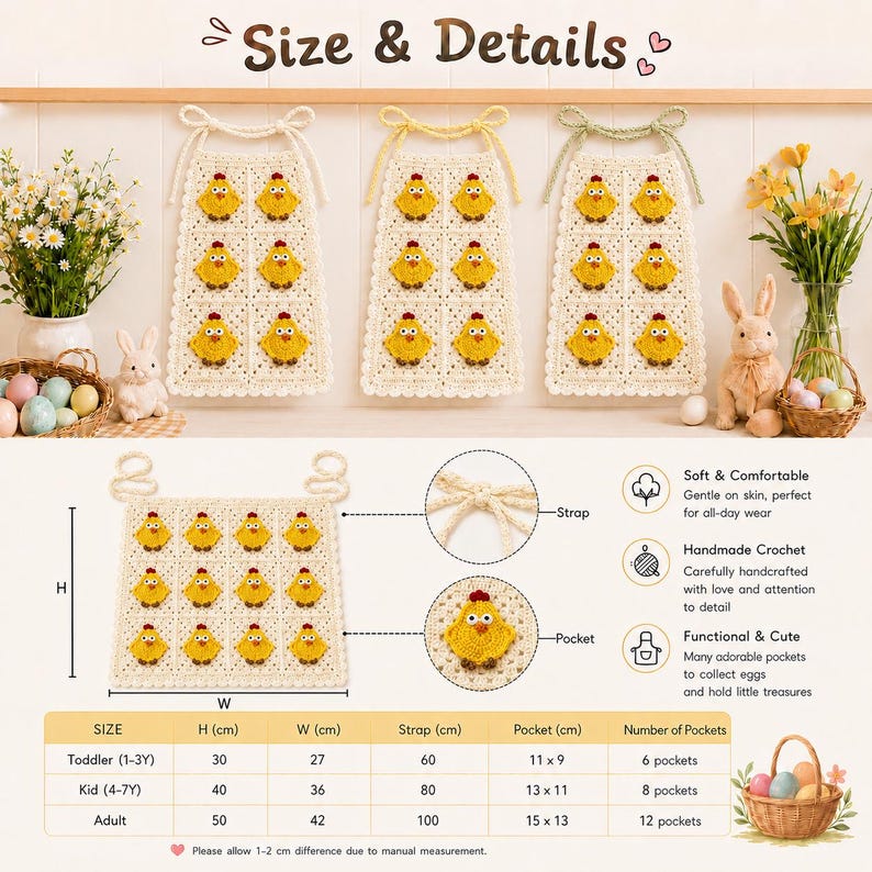 Crochet Egg Gathering Apron, Egg Collecting Apron, Handmade Egg Holder ...
