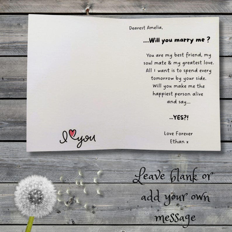 Will You Marry Me? Greeting Card. Thoughtful. Unique Card. Customised ...