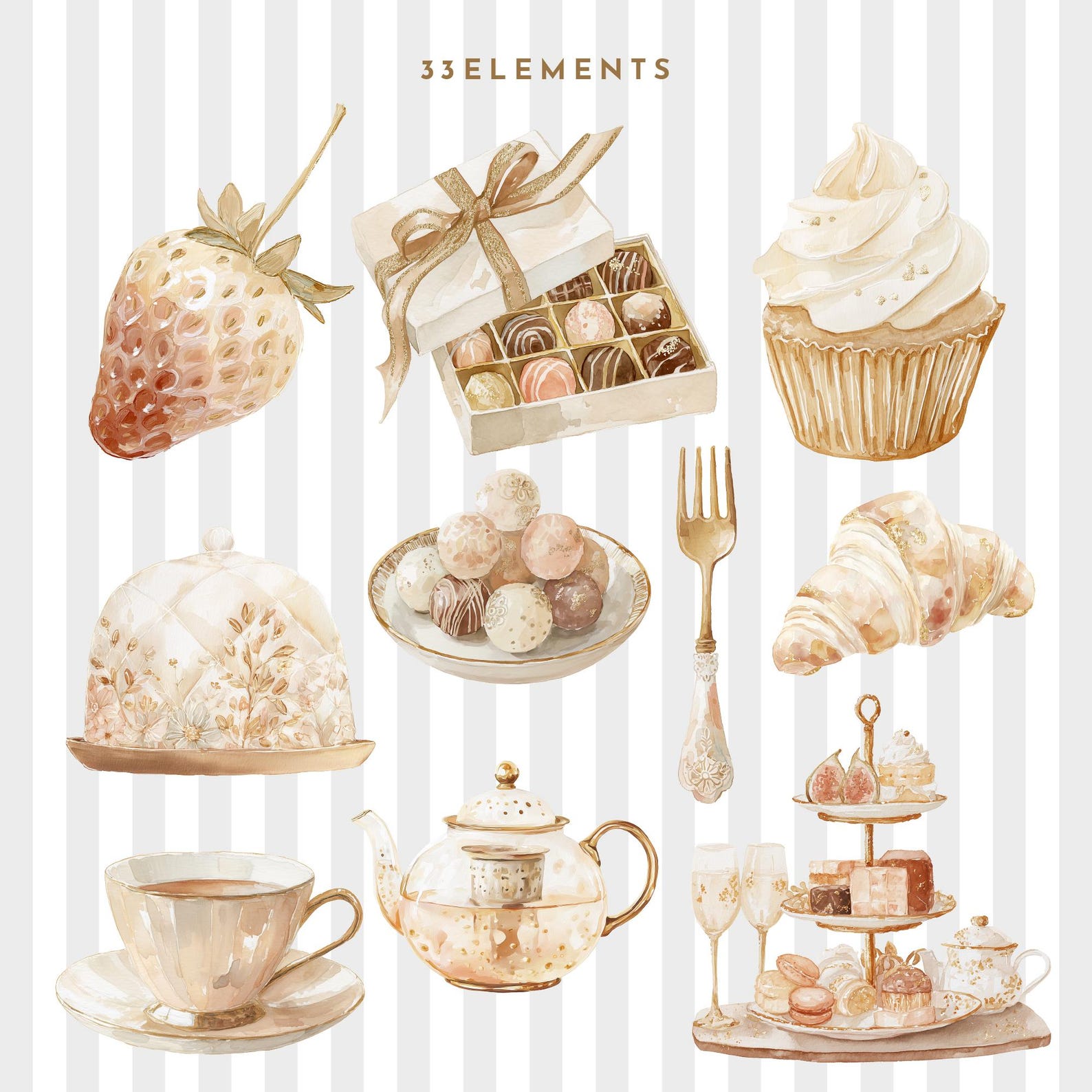 Elegant Afternoon Tea Clipart Bundle | 33 PNG Elements - Etsy