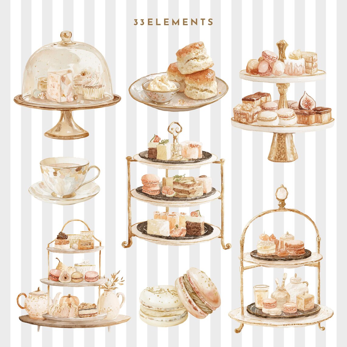 Elegant Afternoon Tea Clipart Bundle | 33 PNG Elements - Etsy