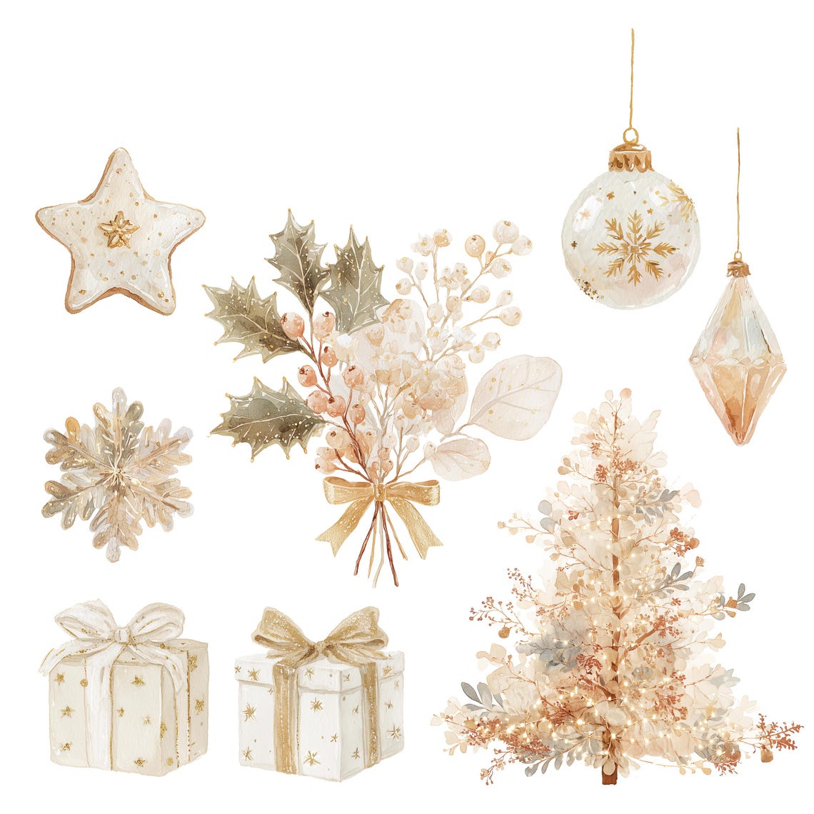 Elegant Christmas Clipart Bundle | 32 PNG Elements - Etsy