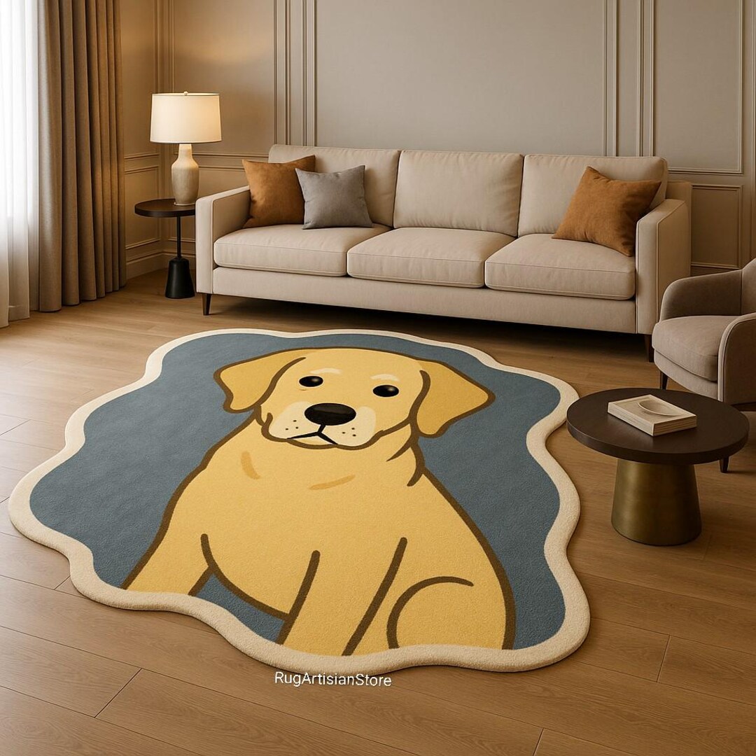 Labrador Dog Rug Hand Tufted Pet Carpet Animal Shaped Kids Room Nursery ...