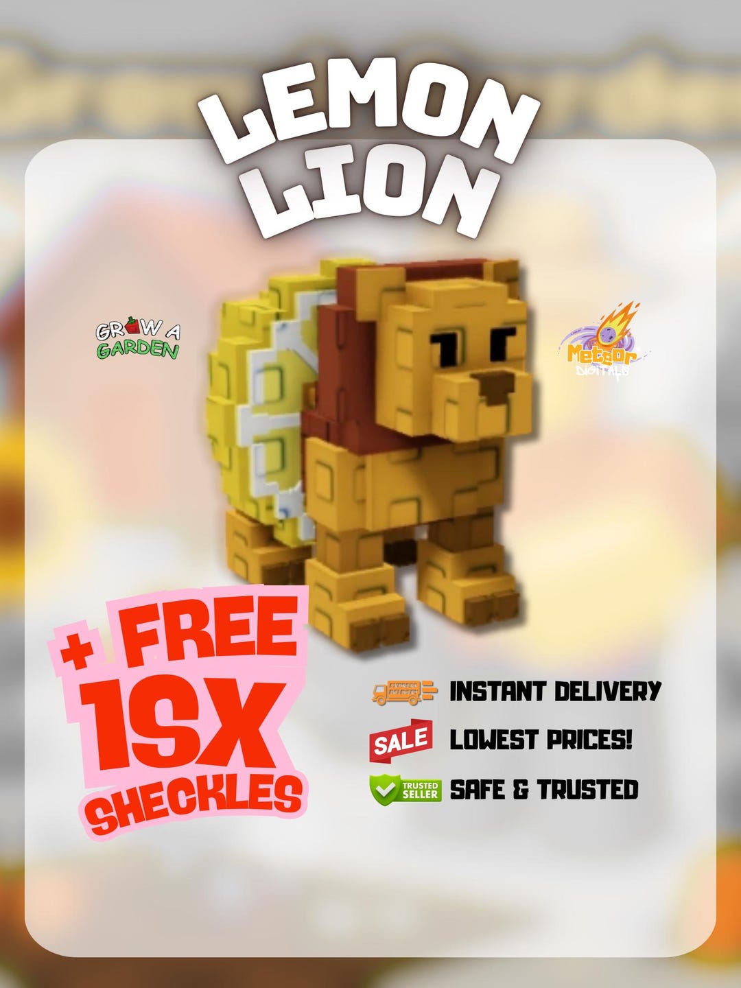 CHEAPEST Lemon Lion | Grow A Garden Pet - Etsy