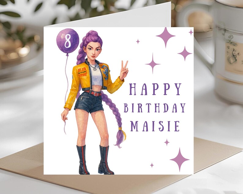 Personalised KPOP Demon Hunter Rumi Inspired Birthday Card | Custom ...