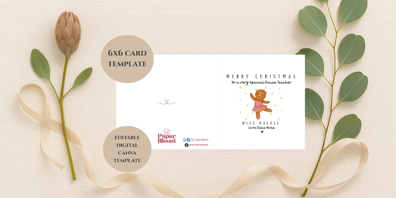 6x6 Greeting Card Template | Editable Canva Template | Precut Prescored ...