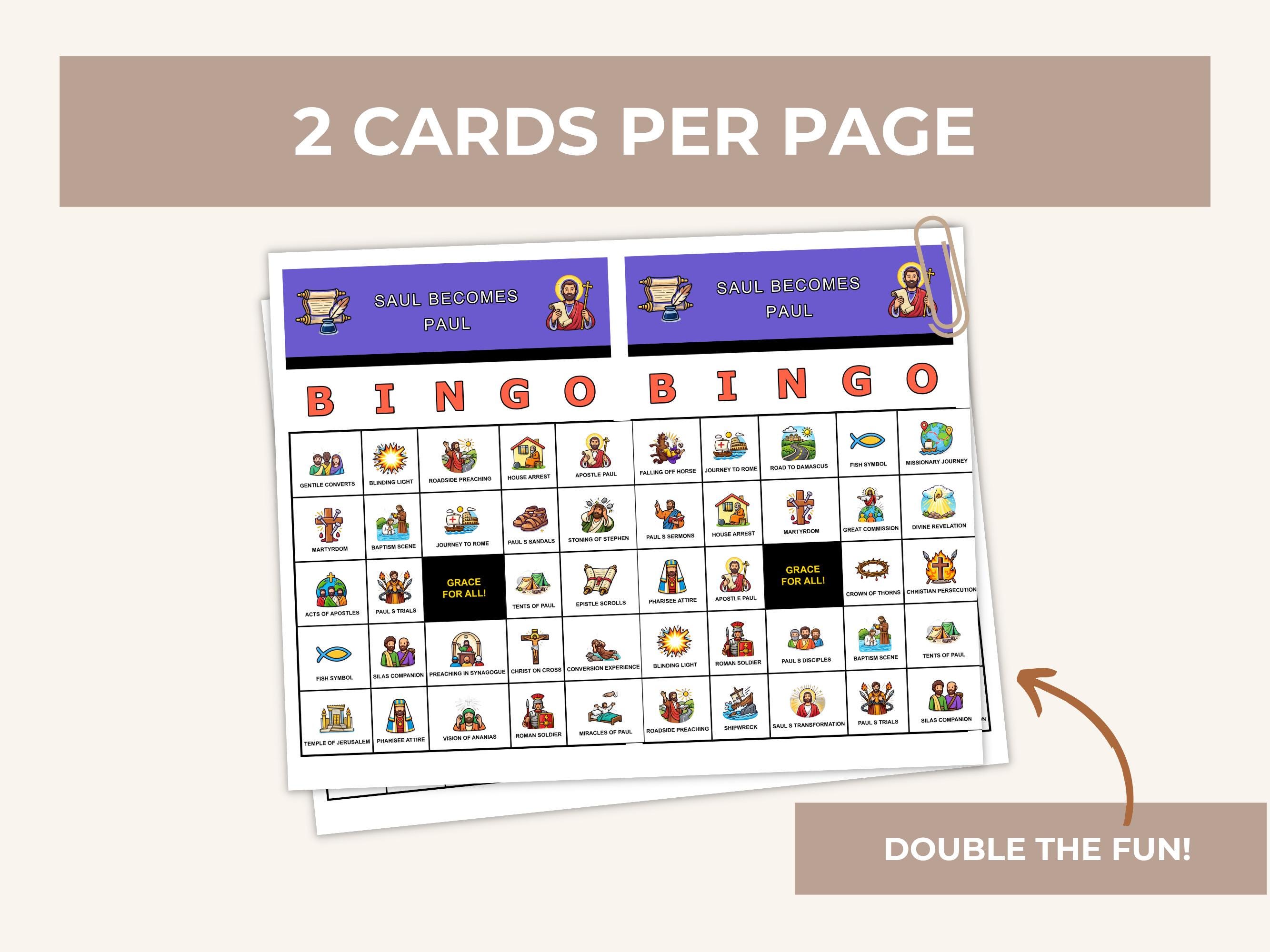 Saul Becomes Paul Bingo Game – 200 Printable Cards With 64 Unique ...