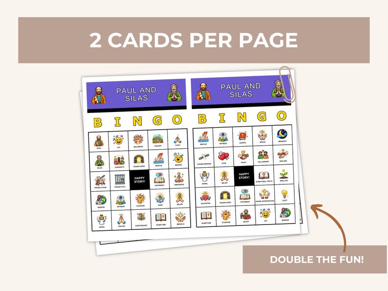 Paul and Silas Bingo Game – 200 Printable Cards With 50 Unique Story ...