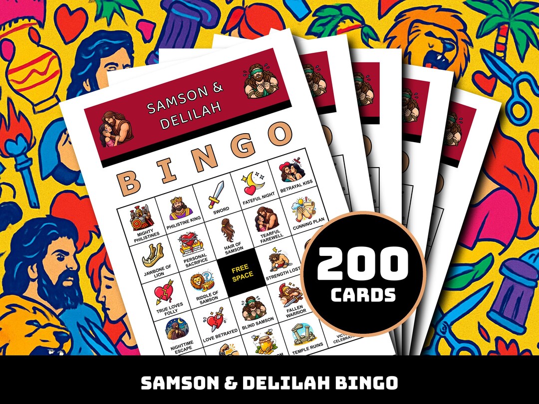 Samson and Delilah Bingo Game – 200 Printable Cards With 35 Unique ...