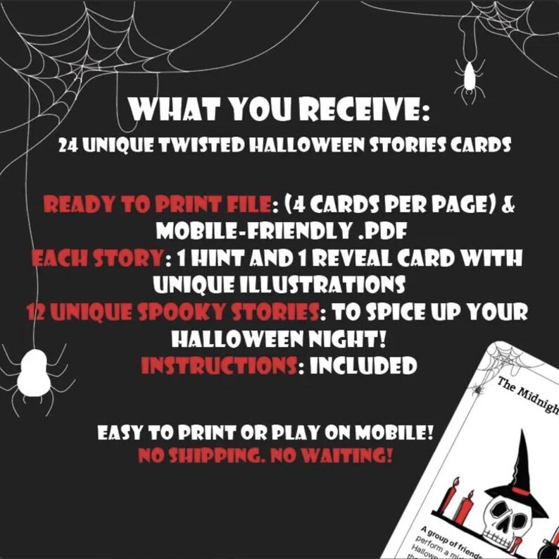 Twisted Halloween Stories | Printable Halloween Card Game | Mysterious ...