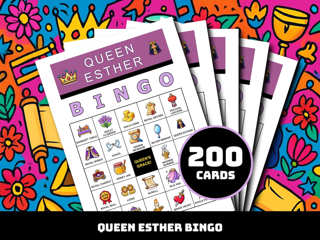 Queen Esther Bingo Game – 200 Printable Cards With 40 Unique Courage ...