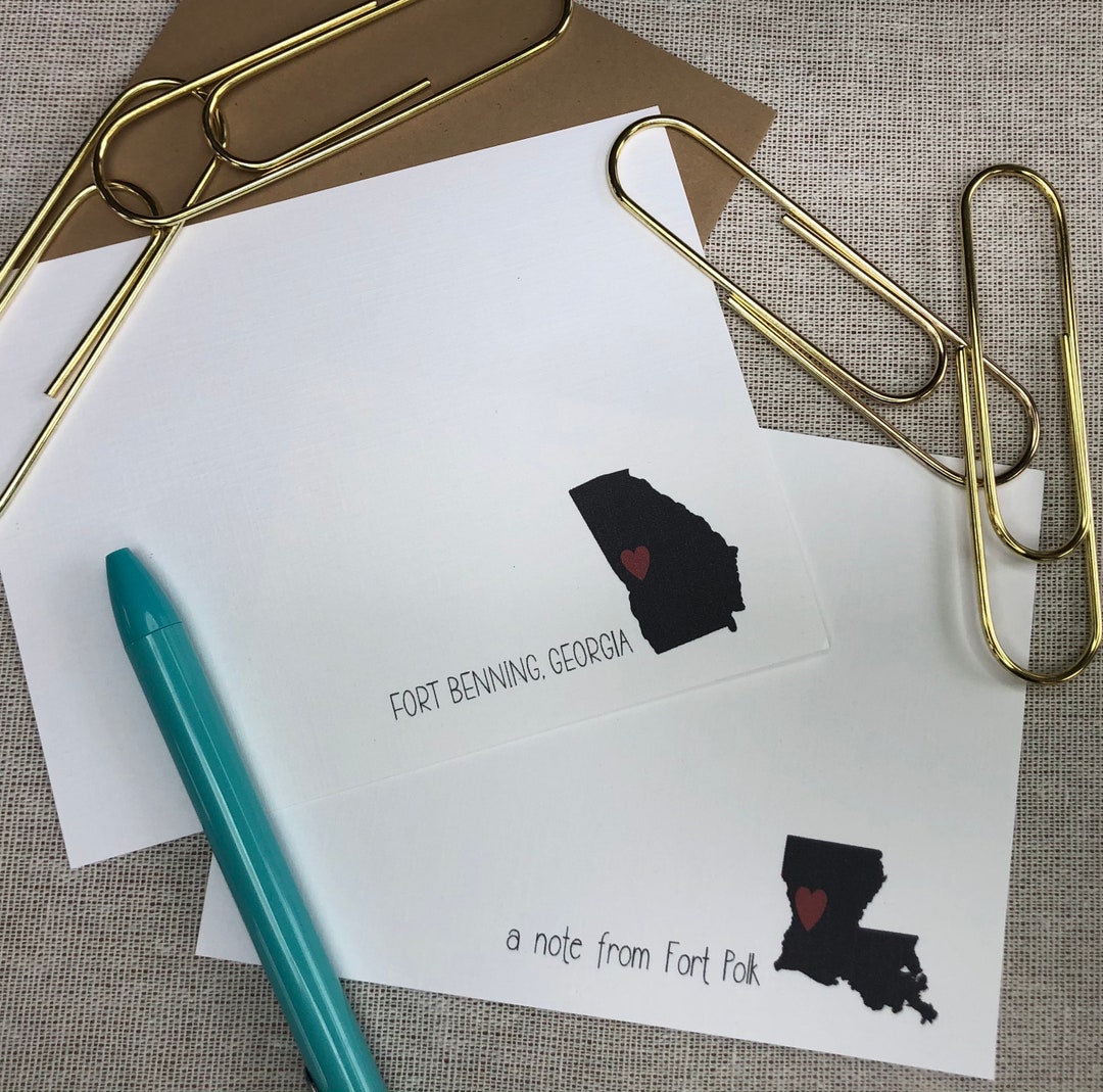 Military Base Custom Note Cards With State/custom Stationery for Army ...