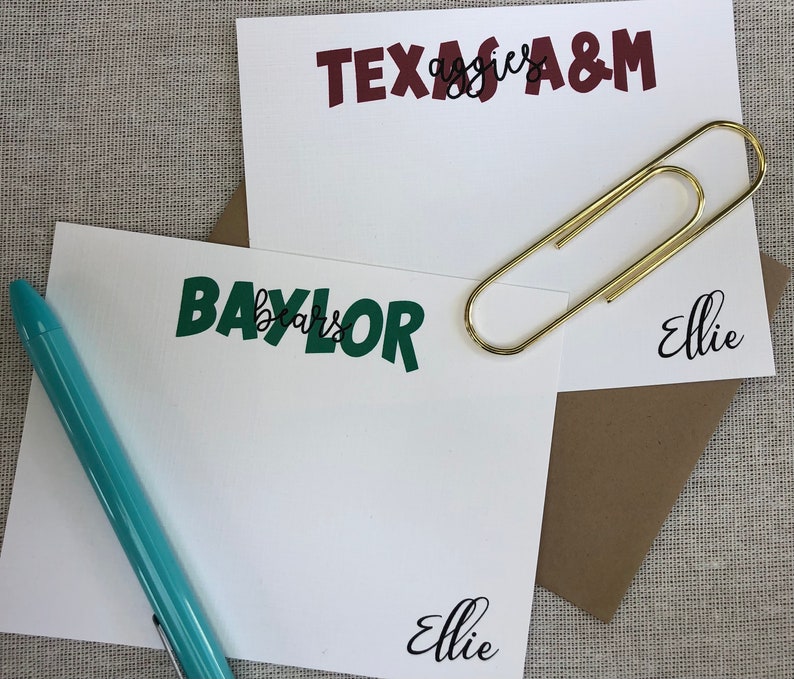 Personalized College Notecards/university Stationery With - Etsy