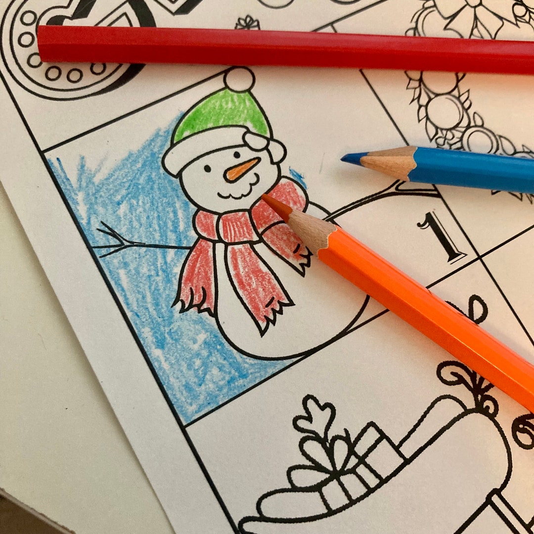 Christmas Countdown Calendar Kit With Personalized Coloring Page - Etsy