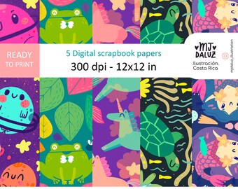 Digital Scrapbook Paper Set 1 Patterns 5 Papers in .JPEG Files 12x12in ...