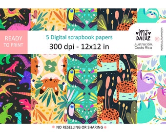 Digital Scrapbook Paper Set 1 Patterns 5 Papers in .JPEG Files 12x12in ...