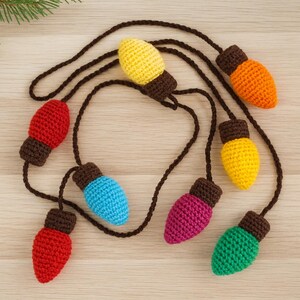 Crochet Christmas Light String, Colorful Yarn Bulb Garland for Tree ...