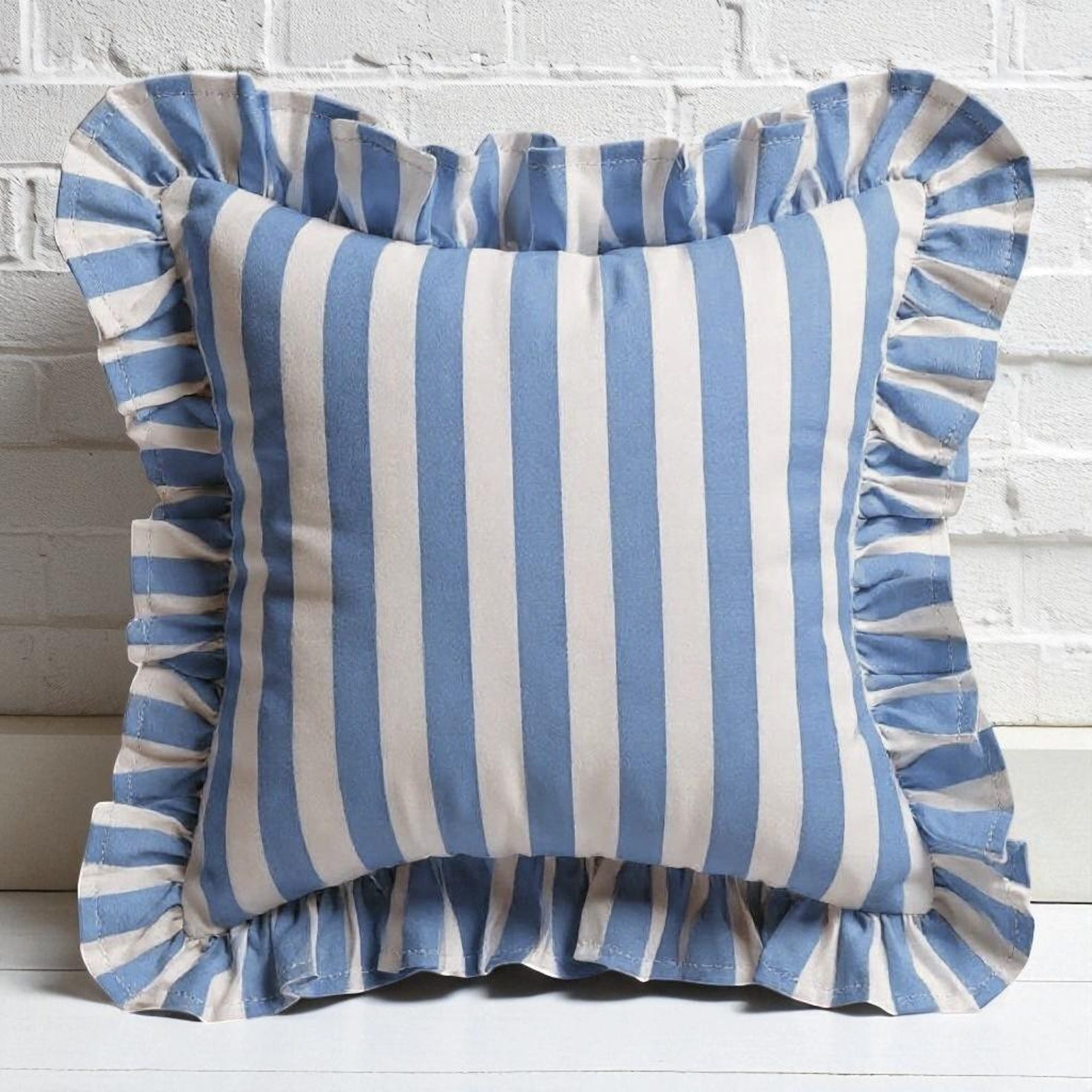 Frill Striped Pillow Cover - Ruffle Pillow - Different Color Options ...