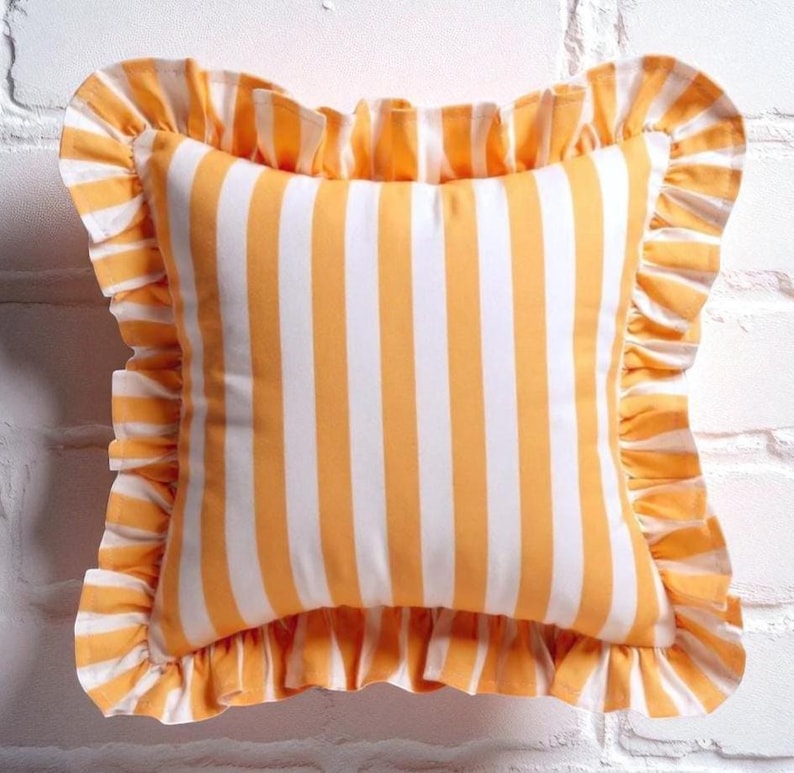 Frill Striped Pillow Cover - Ruffle Pillow - Different Color Options ...